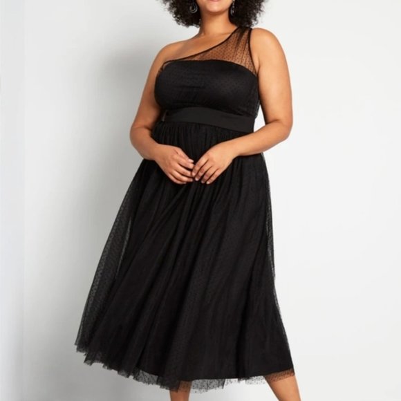 Modcloth | Dresses | Nwt Modcloth Mesh Dot Tulle Night Long Black ...